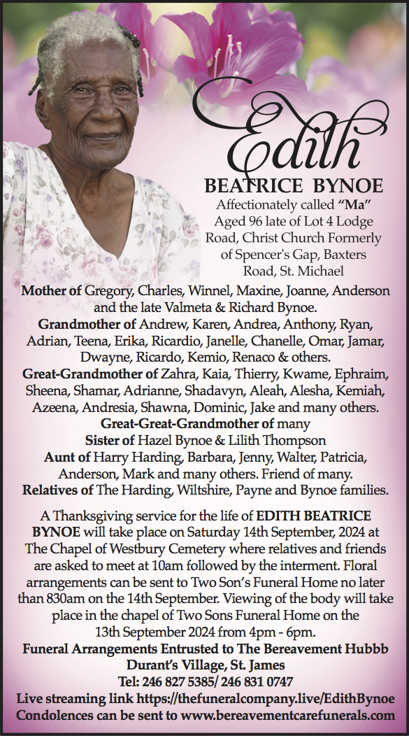 EDITH BEATRICE BYNOE - nationnews.com