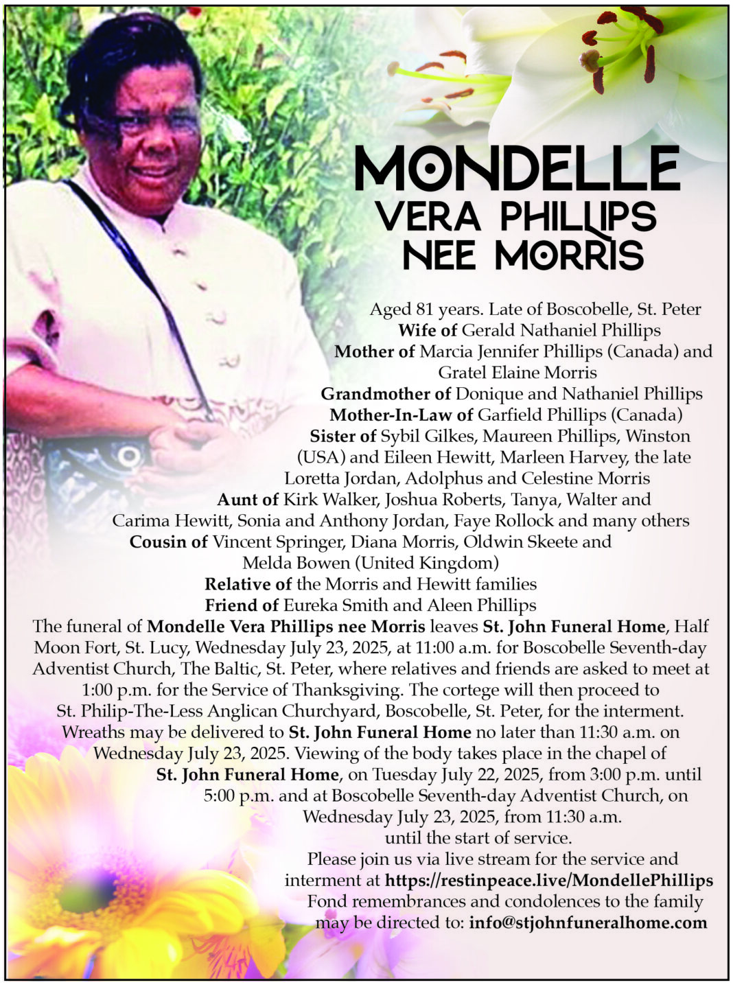 Mondelle Vera Phillips née Morris - nationnews.com