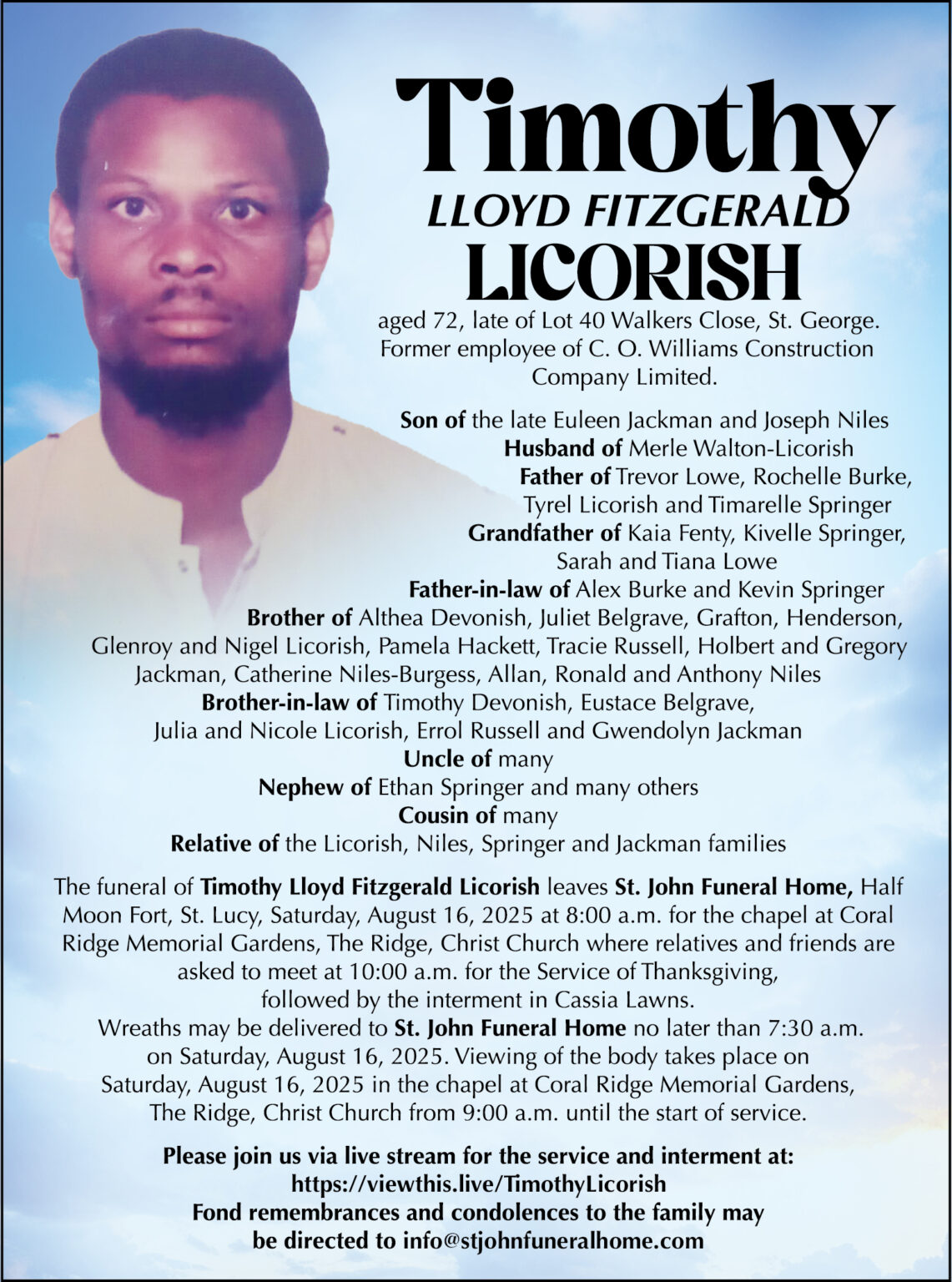 Timothy Lloyd Fitzgerald Licorish - nationnews.com