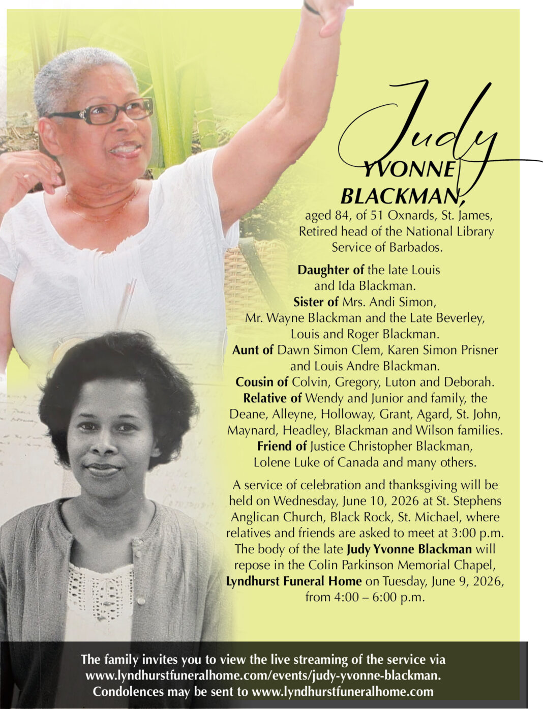 Judy Yvonne Blackman - nationnews.com